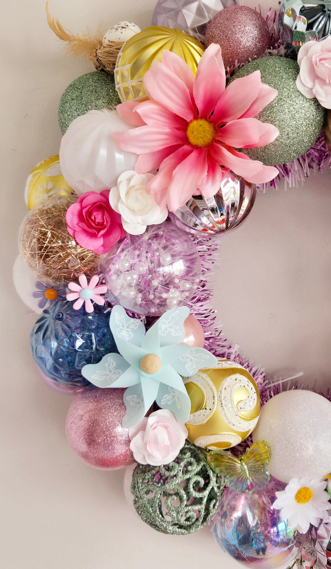 16" Spring Pastel Ornament Wreath With Open Center - Etsy