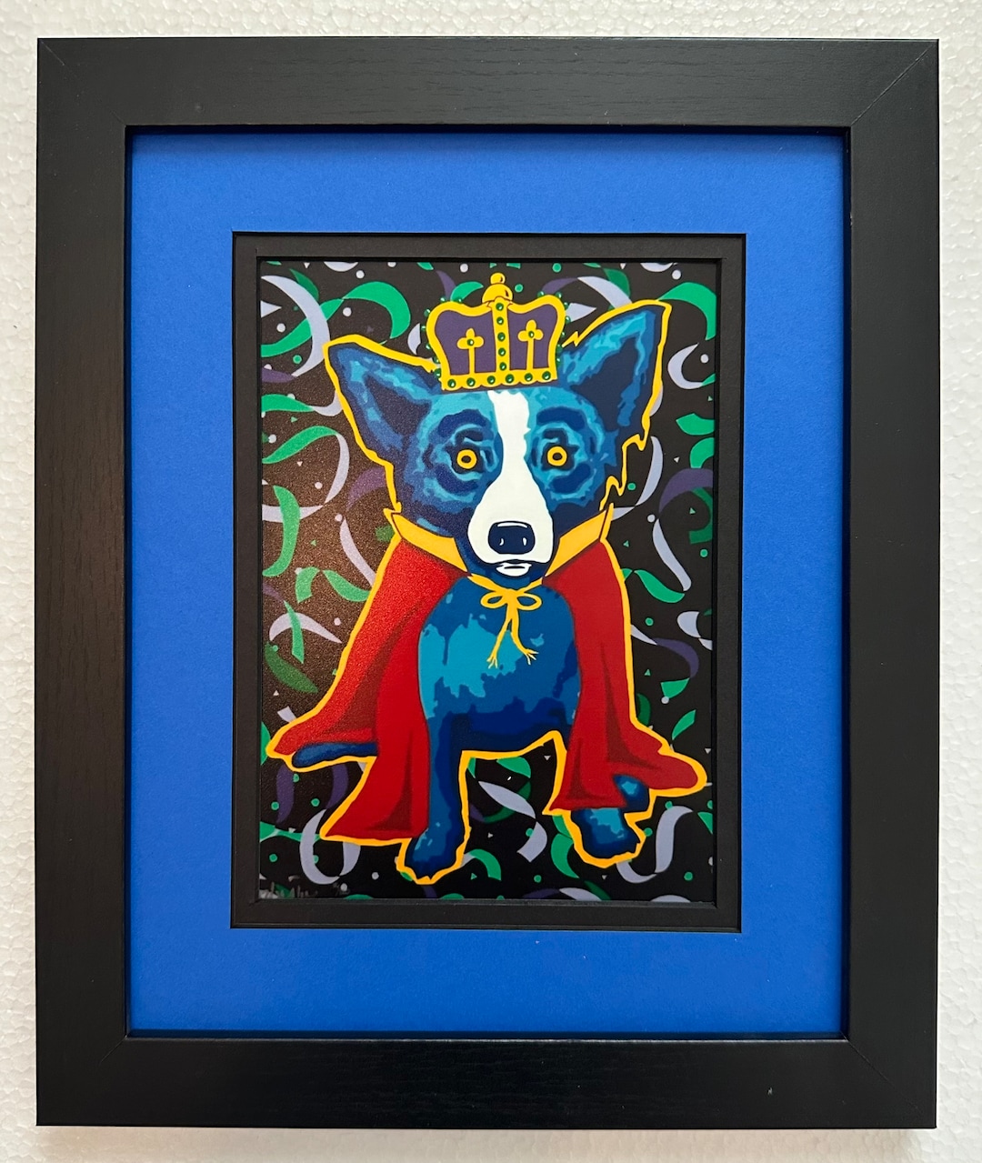Blue Dog George Rodrigue Framed and Matted Postcard " Mardi Gras 96 ...
