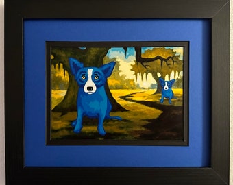 SET of 2 Absolut Vodka Blue Dog Print Ads by George Rodrigue - Matted ...
