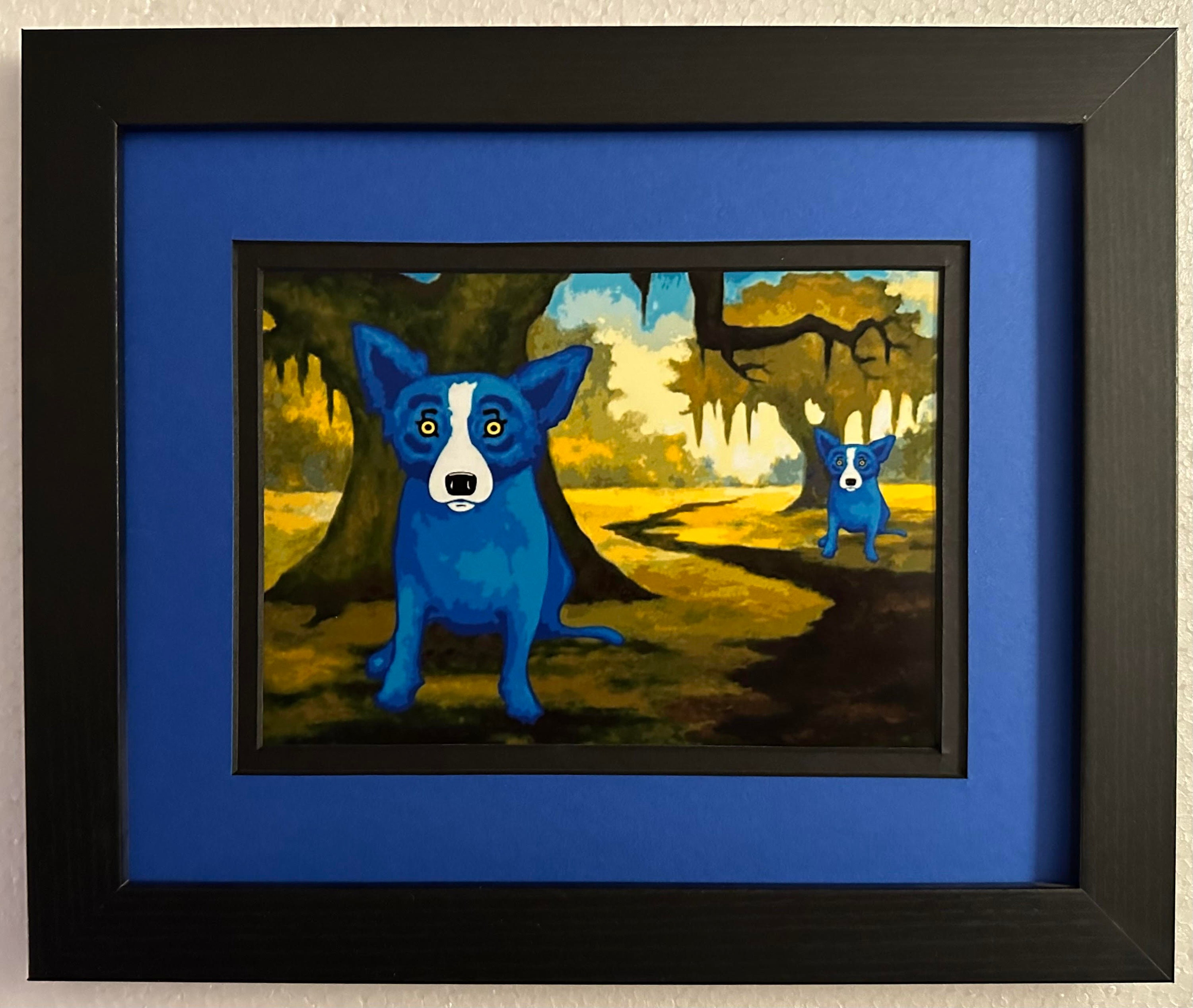 Blue Dog George Rodrigue Framed and Matted Postcard " She Lived Across ...
