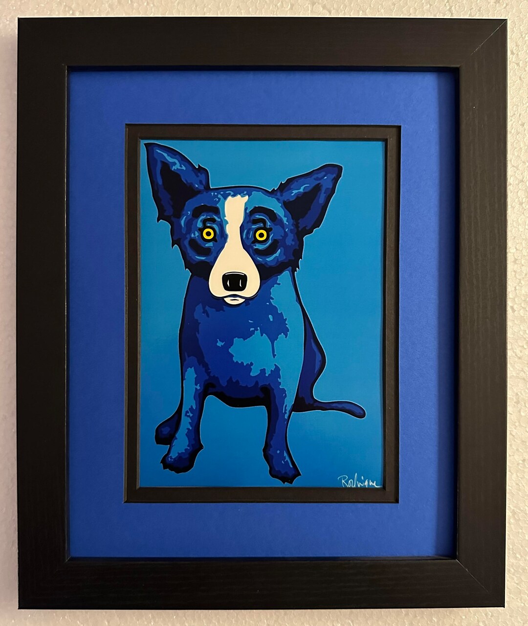 Blue Dog George Rodrigue Framed and Matted Postcard " Blue Skies ...