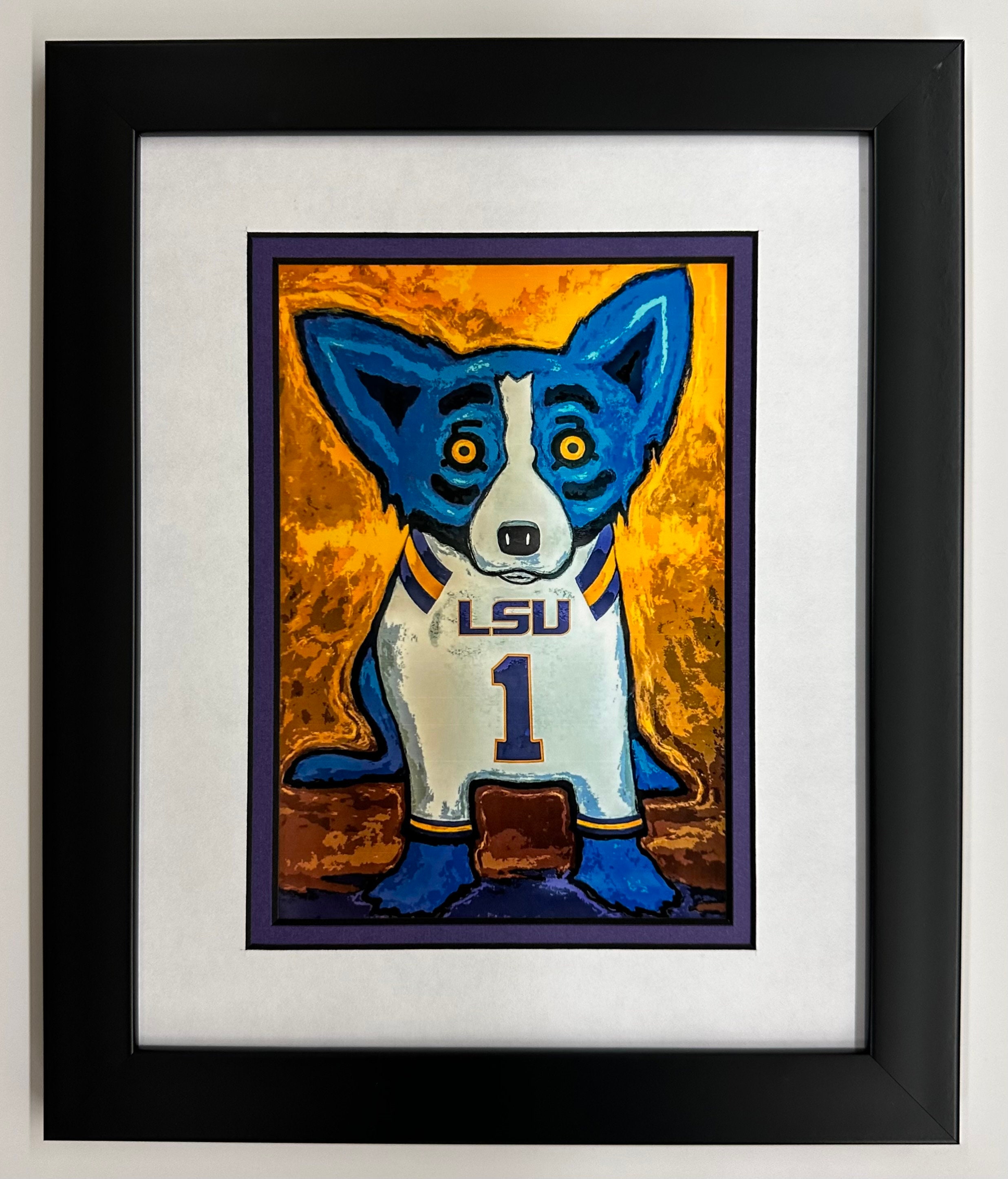 Blue Dog George Rodrigue Framed and Matted Postcard " A Number One Fan ...