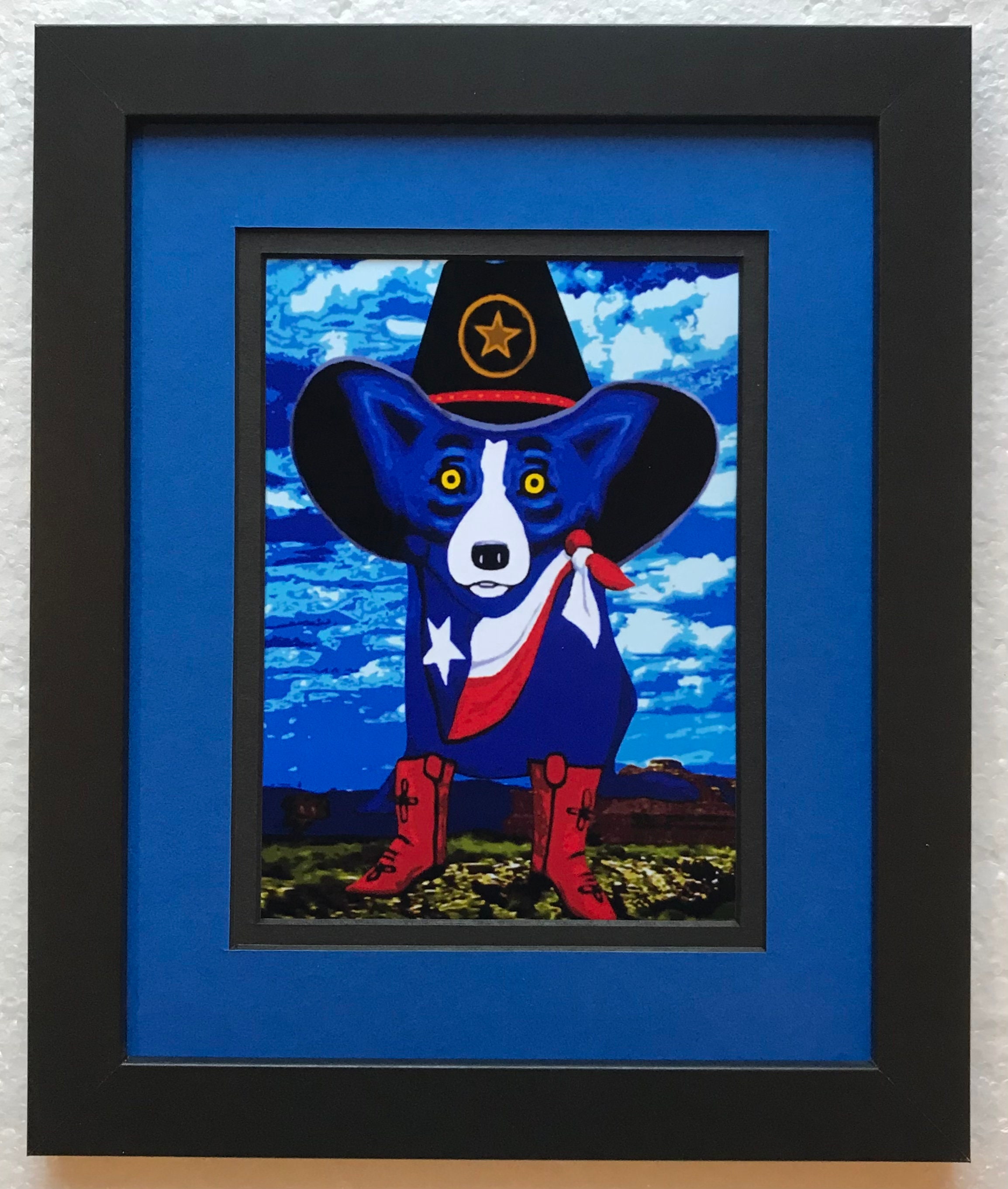Blue Dog George Rodrigue Framed and Matted Postcard " Big Texan Sky ...