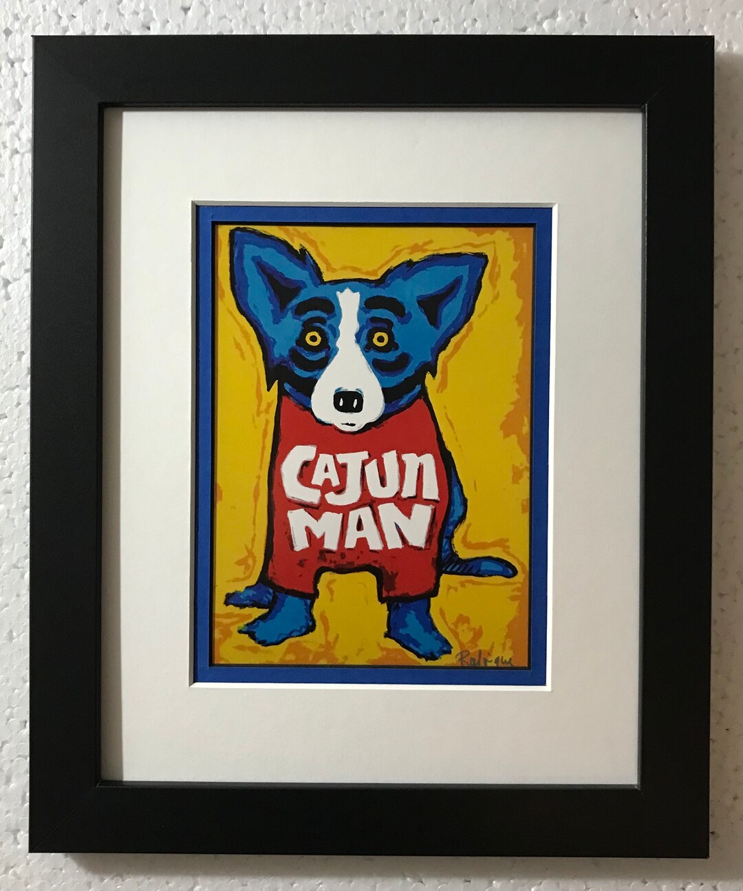 Blue Dog George Rodrigue Framed and Matted Postcard " Cajun Man " - Etsy