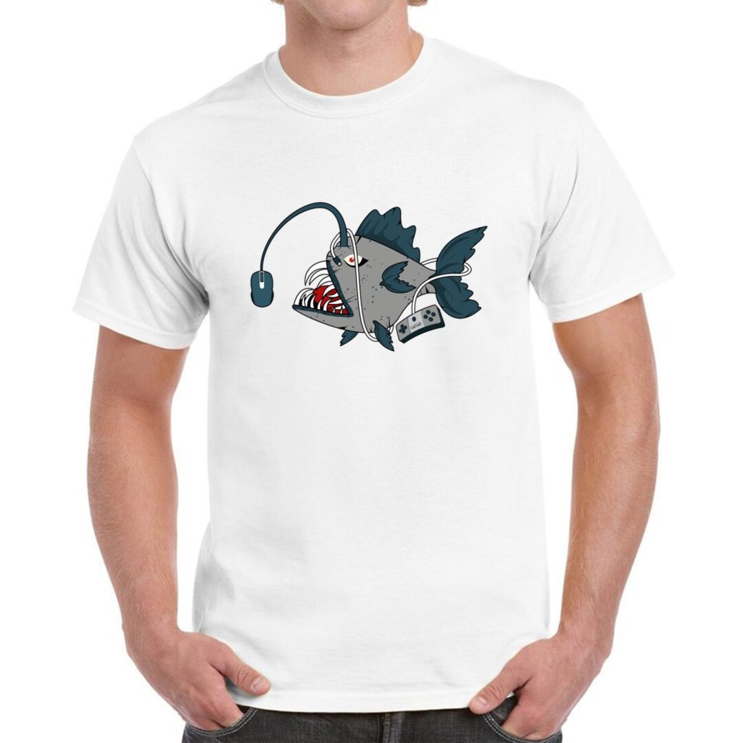 Angler Fish Unisex Cotton T-shirt, Gamer Fish - Etsy