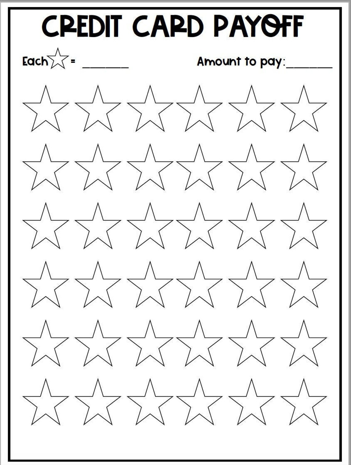 Star Credit Card Payoff Tracker - Etsy