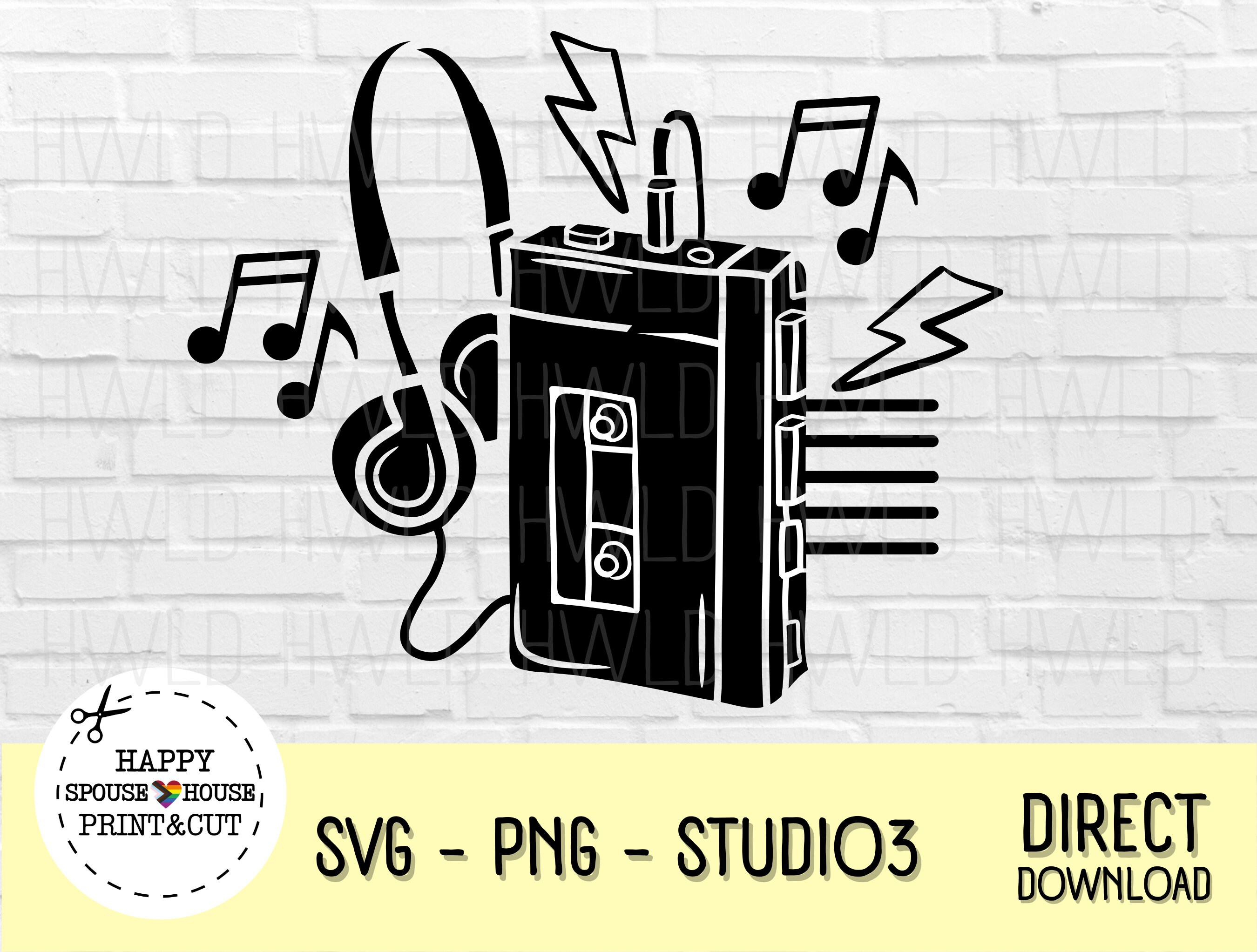 Walkman Retro Vector | SVG, PNG, STUDIO3 Files | Old Skool | 90s Baby ...