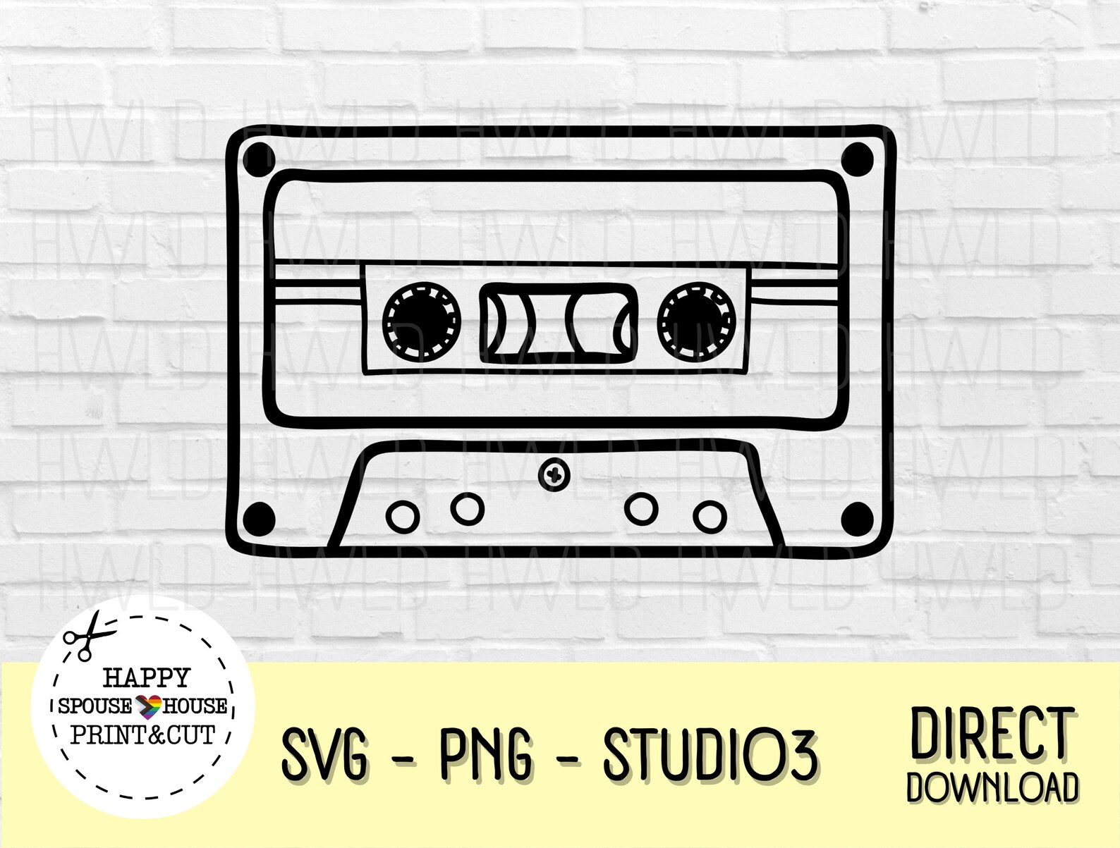 Cassette Tape Vector | SVG, PNG, STUDIO3 Files | Retro | 8-track | 80s ...