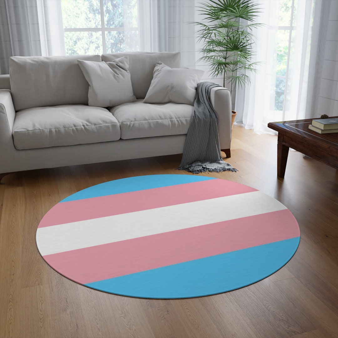 Transgender Flag Circular Chenille Rug - Etsy