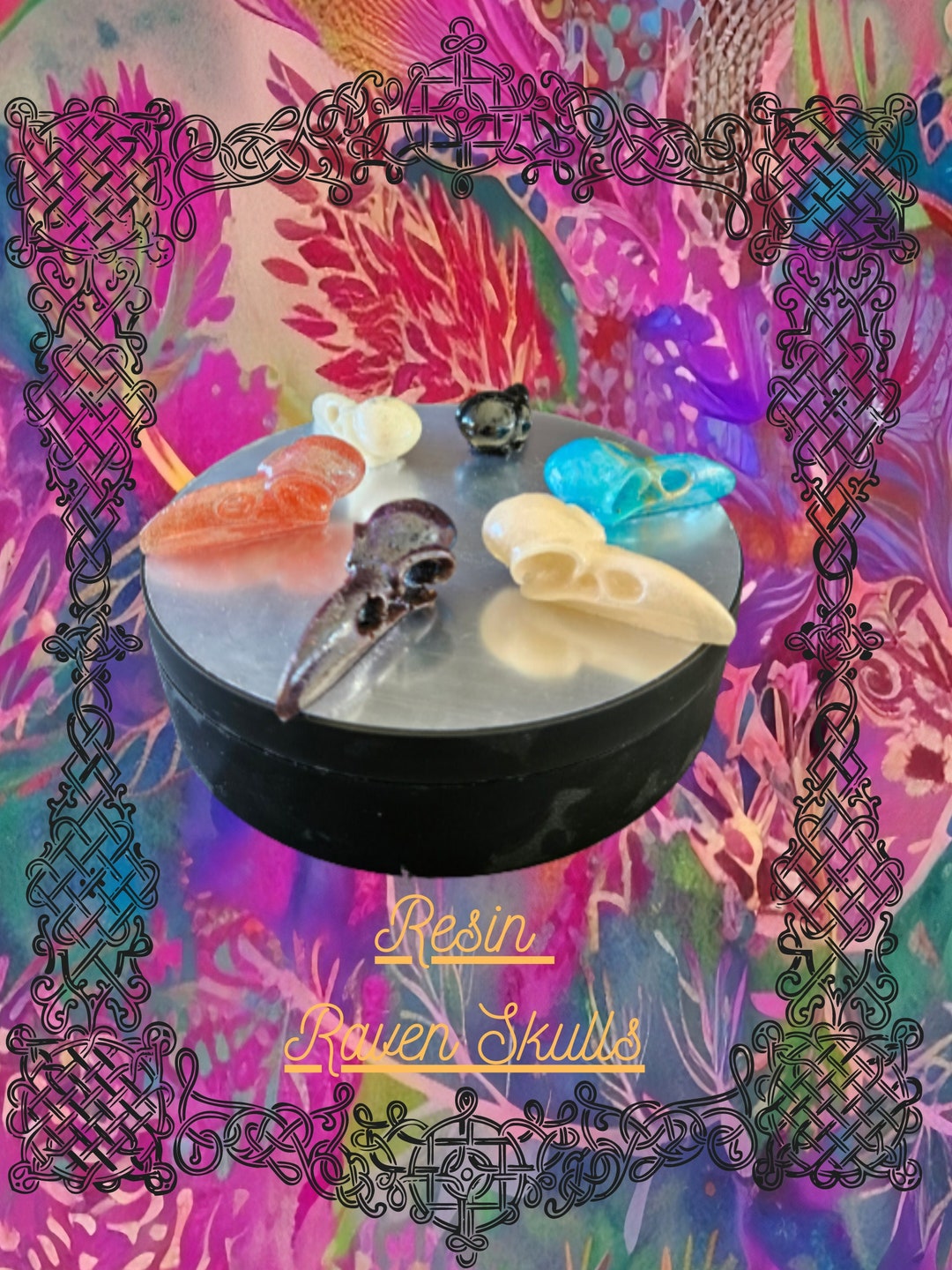 Handmade Homemade , Vibrant Colors, Epoxy Resin Raven Skulls, Resin ...