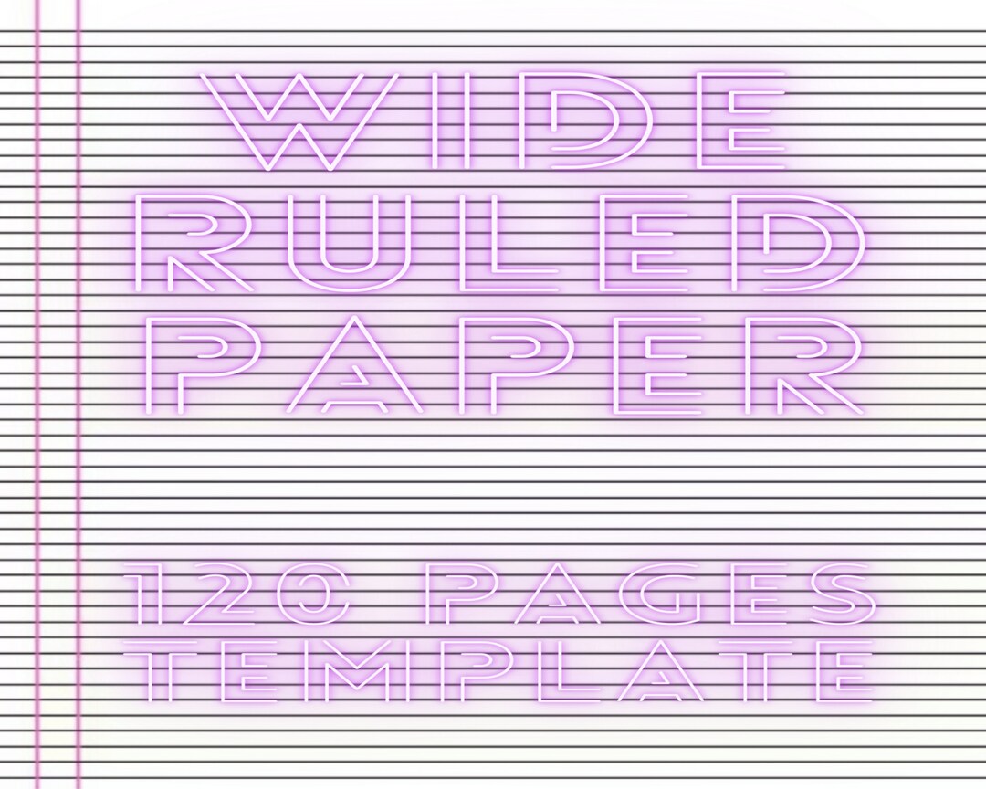 Digitallined Paper Template for Printing on Demand, Wide Ruled Paper ...