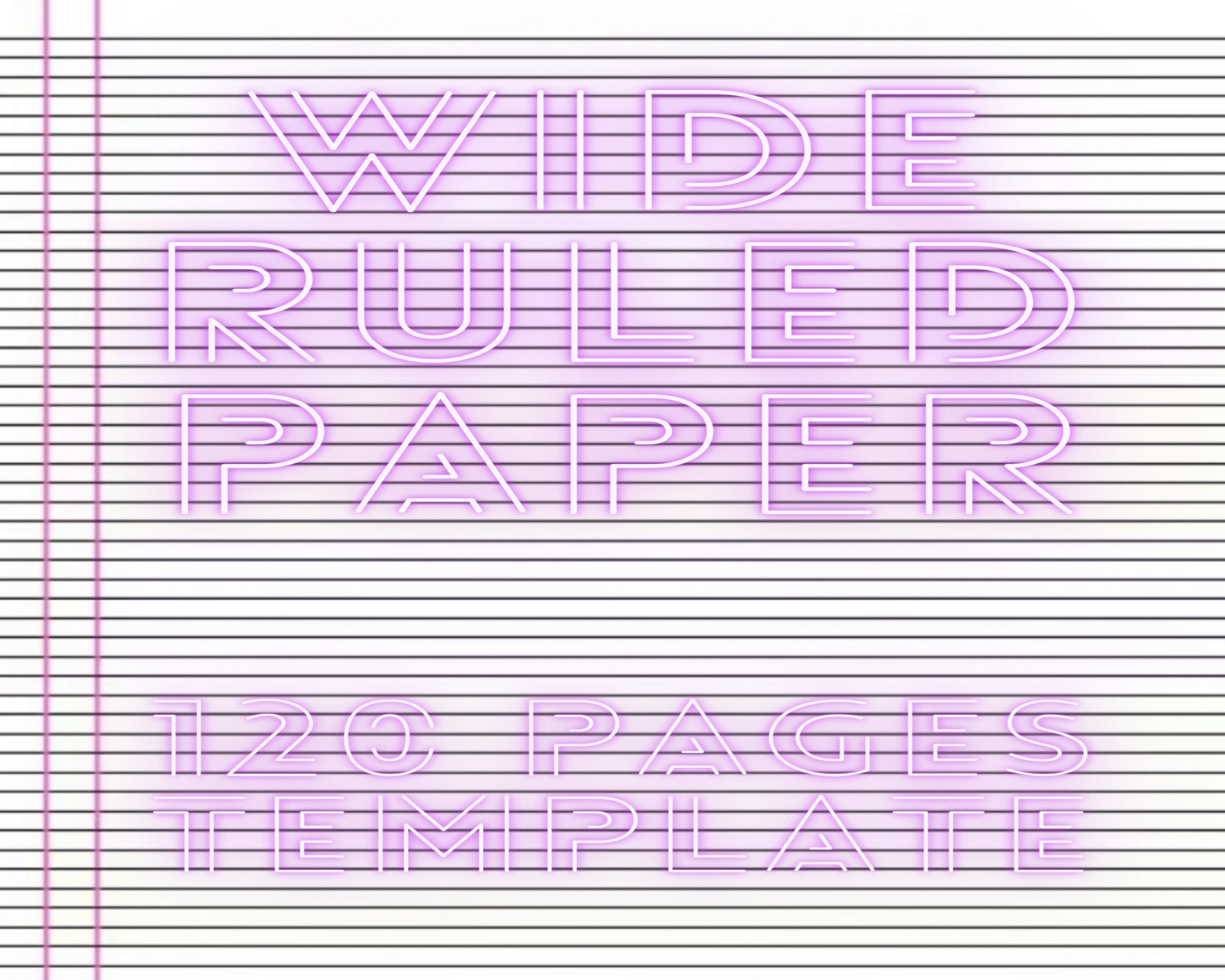 Digitallined Paper Template for Printing on Demand, Wide Ruled Paper ...