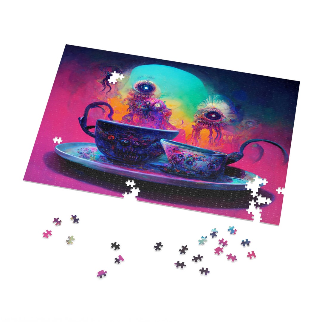 Fantasy Horror Designs, Horror Creepy Teaparty Custom Printed Jigsaw ...