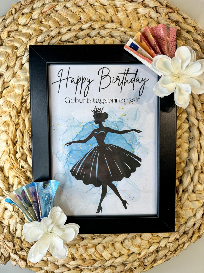 Geldgeschenk zum Geburtstag Freundin, Gutschein verpacken, Poster Geburtstagsprinzessin blau ...