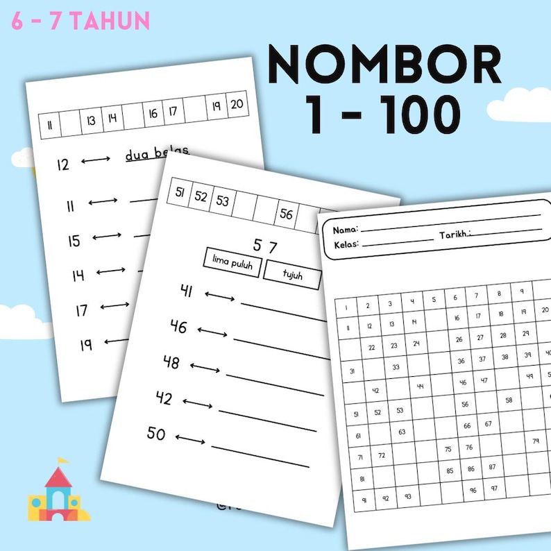 Number 1 100 Malay Printable Worksheet - Etsy
