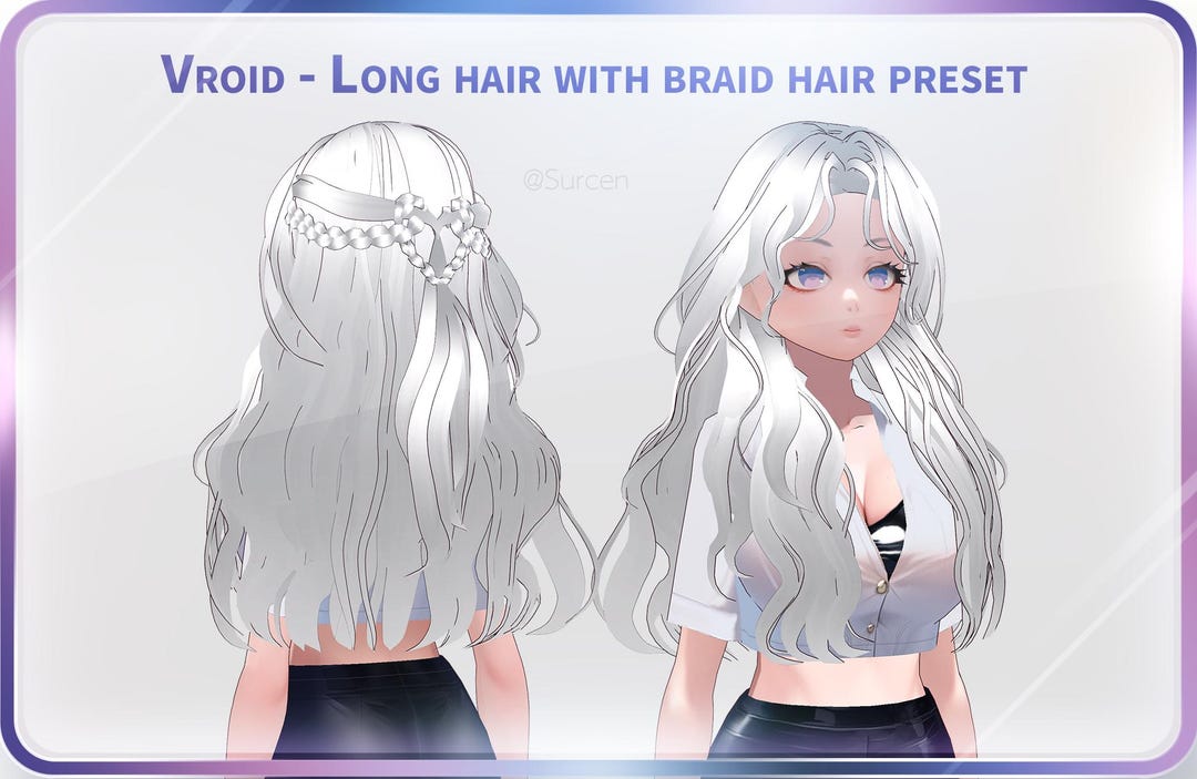 Vroid Long Hair With Braid Hair Preset / Magic Mirror - White - Etsy