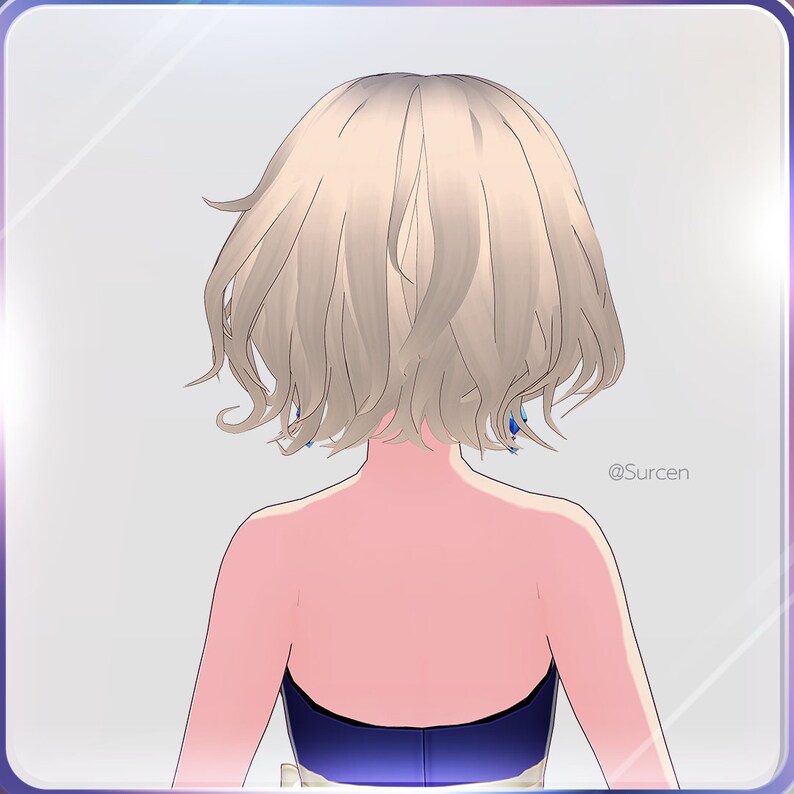 Vroid Short Curly Girl Hair / With Hairband and Earrings - Etsy