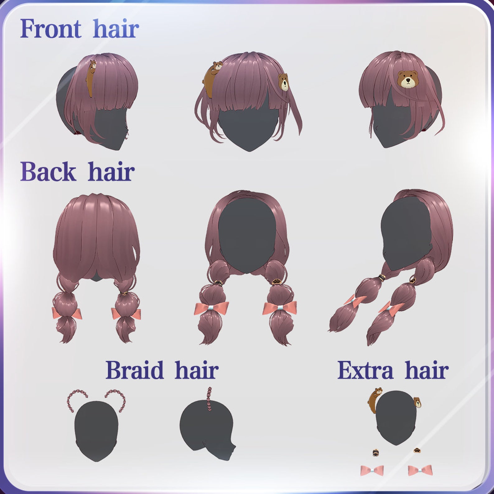 Vroid Bear Girl Hair Preset: Bubble Braids - Etsy