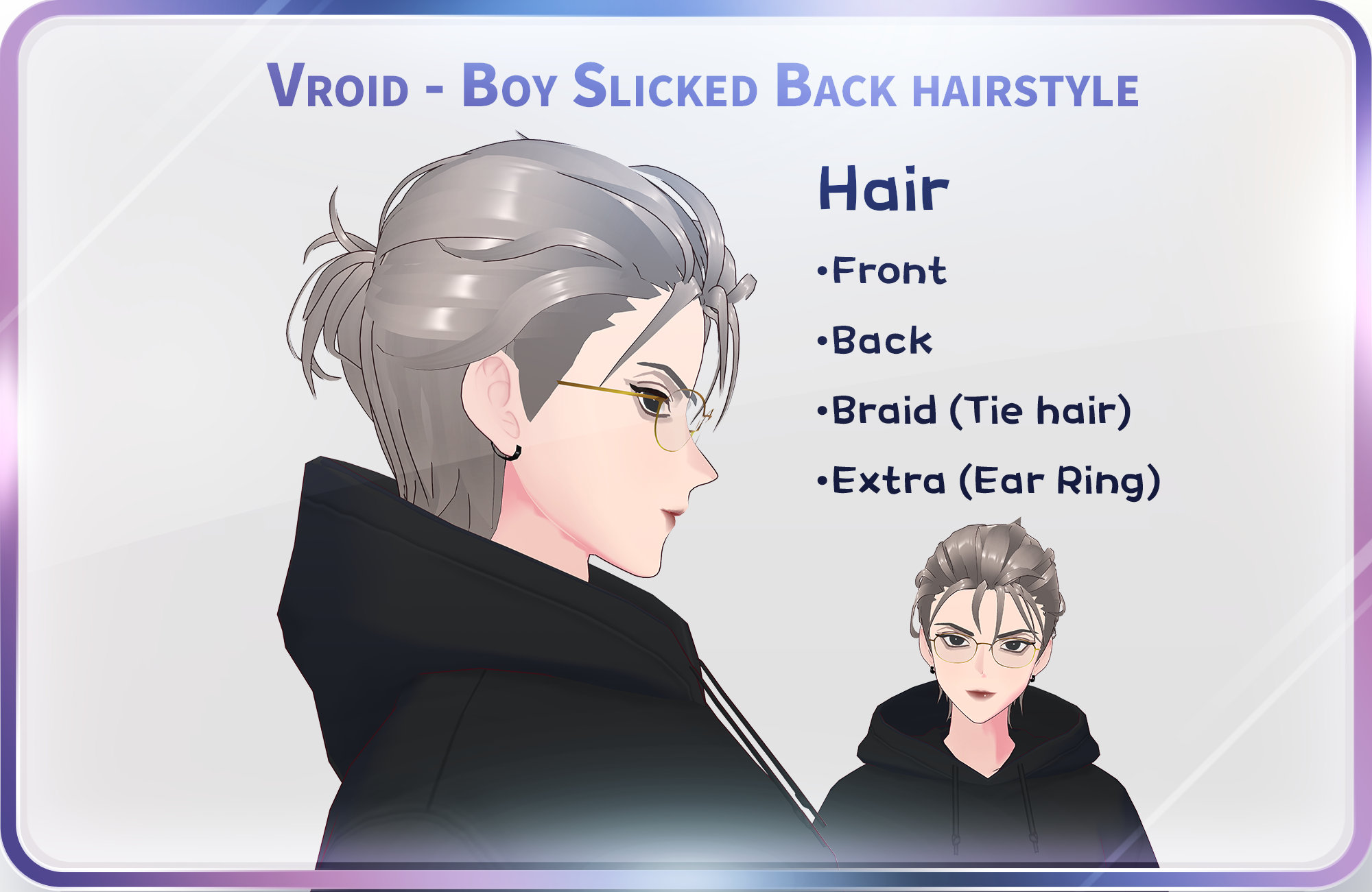 Vroid Boy Slicked Back Hairstyle - Etsy