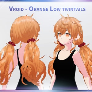 Vroid Orange Low Twintails / Wave Hair / Sunny - Etsy