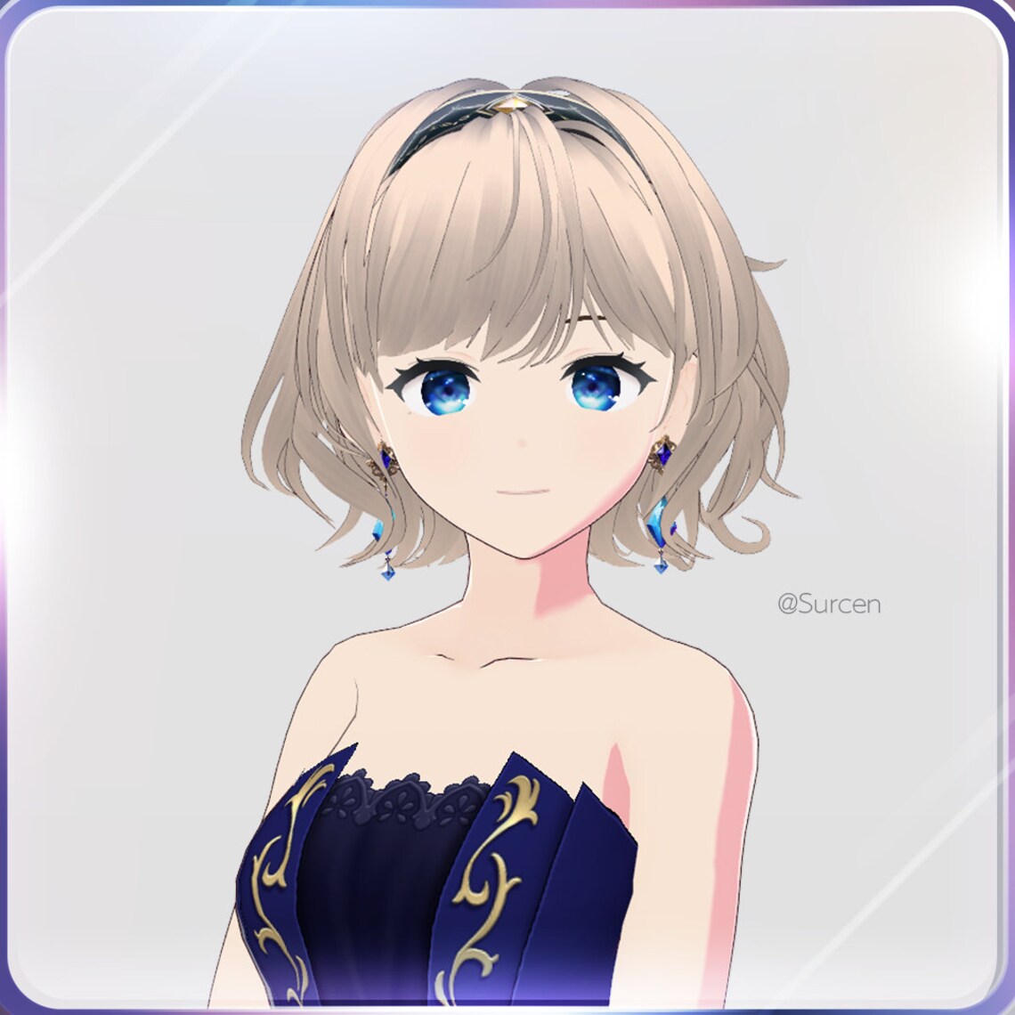 Vroid Short Curly Girl Hair / With Hairband and Earrings - Etsy