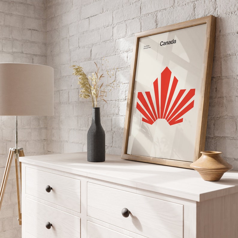 Minimalist Canadian Maple Leaf Poster, Canadian Print, Mid Century ...