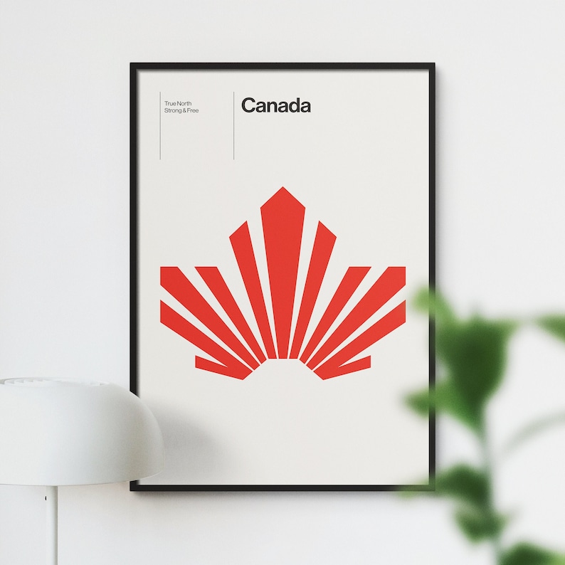 Minimalist Canadian Maple Leaf Poster, Canadian Print, Mid Century ...