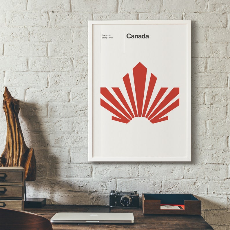 Minimalist Canadian Maple Leaf Poster, Canadian Print, Mid Century ...