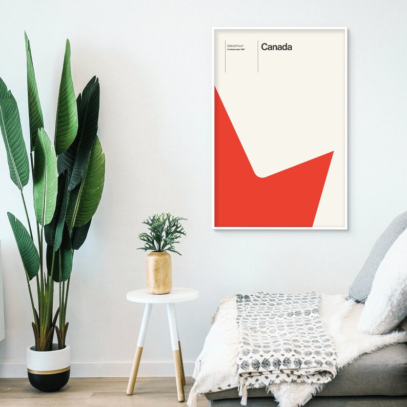 Minimalist Canada Poster, Canadian Print, Mid Century Canada, Abstract ...