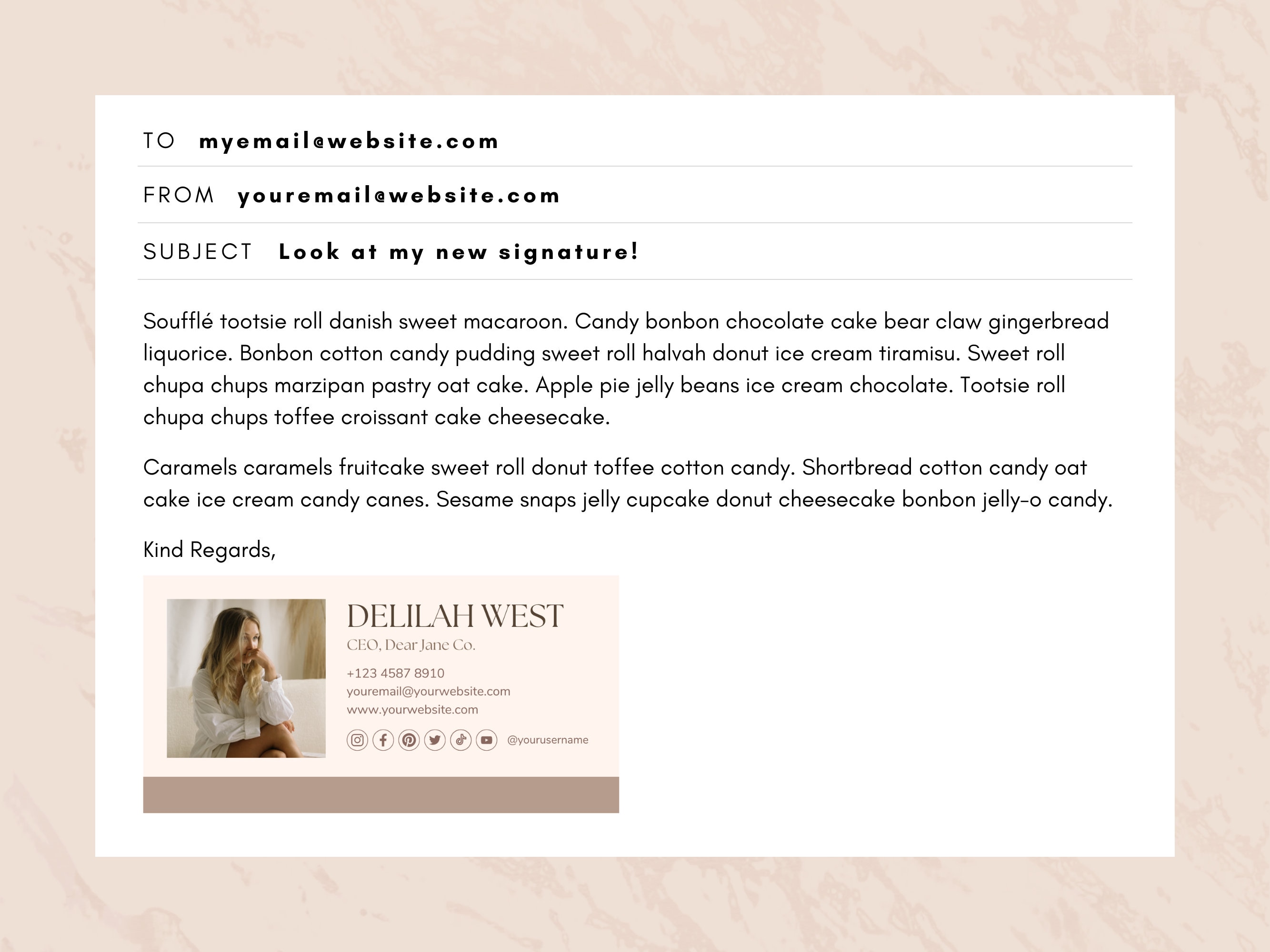 Beige Email Signature Template Canva - Brown Neutral Branding Business ...