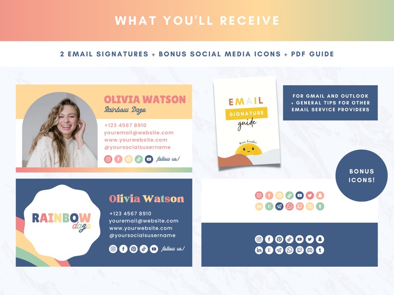 Colorful Email Signature Template Canva - Happy Bright Branding ...