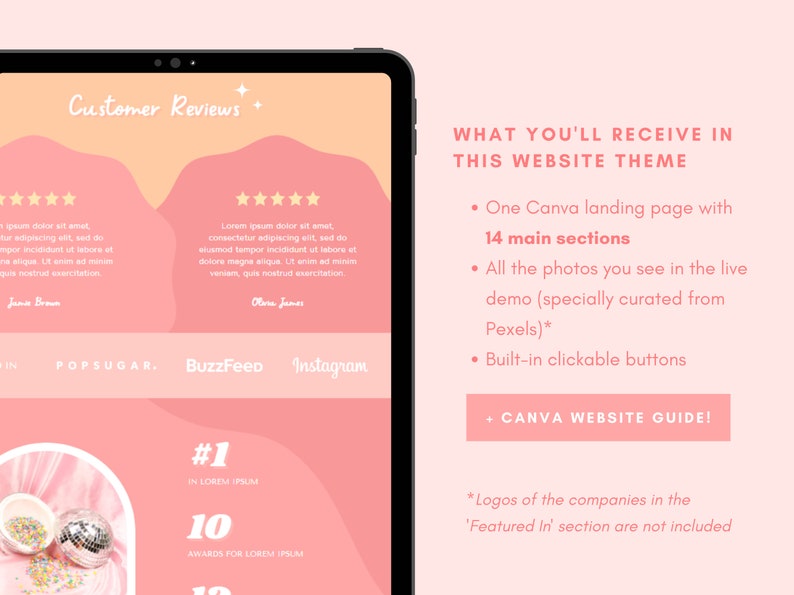 Pink Canva Website Template - Canva Landing Page - Website Theme ...