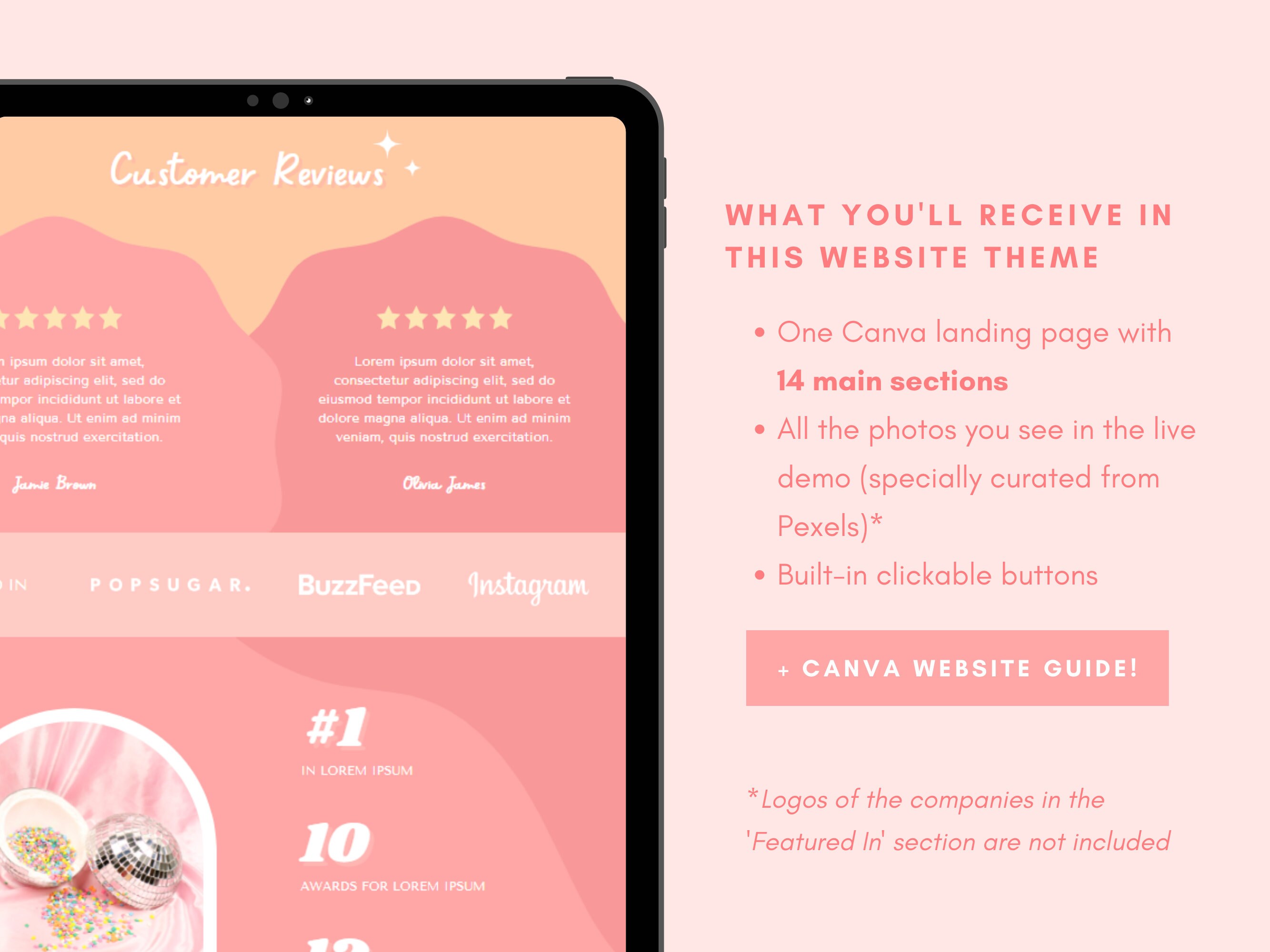 Pink Canva Website Template - Canva Landing Page - Website Theme ...