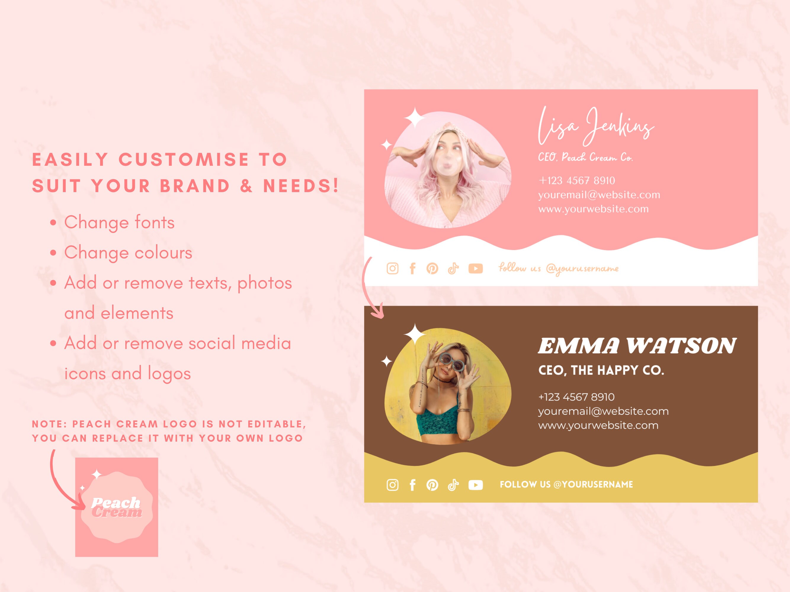 Pink Email Signature Template Canva Pastel Bright Branding Business ...