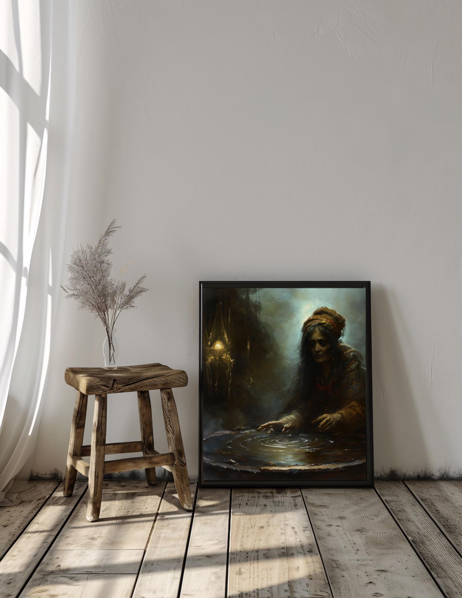 Gypsy Witch Scrying | Witchy Art Print | Divination Home Decor ...