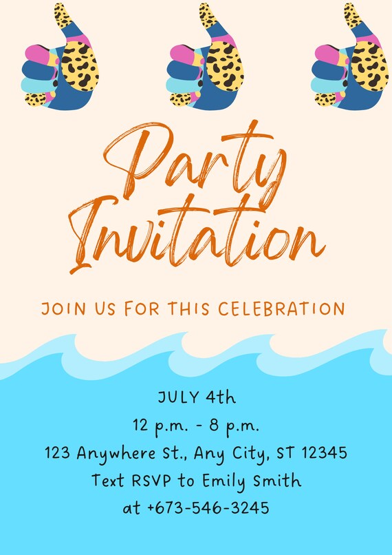 Electronic Digital Party Invitation Template Birthday Invite - Etsy