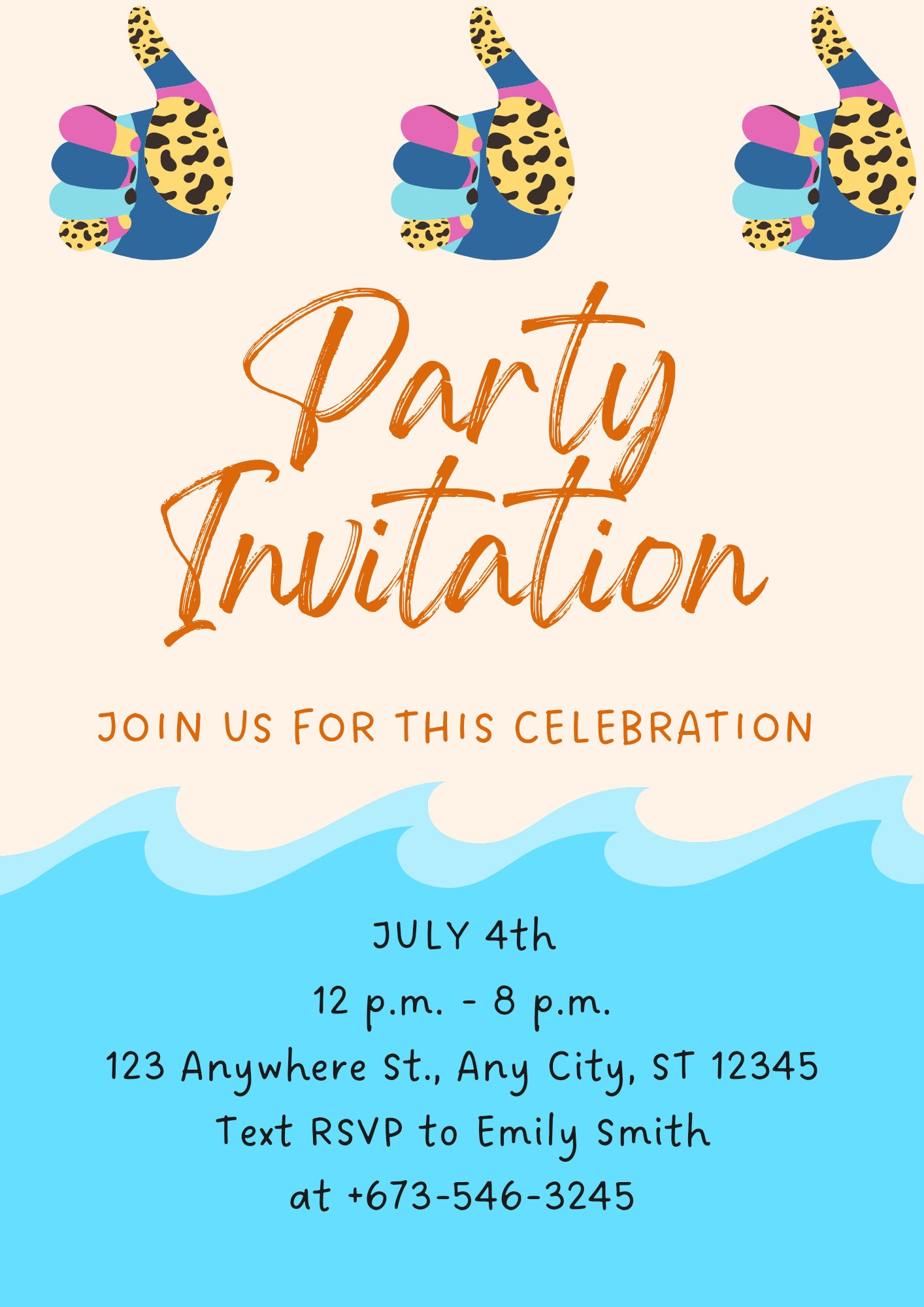 Electronic Digital Party Invitation Template, Birthday Invite, Editable ...