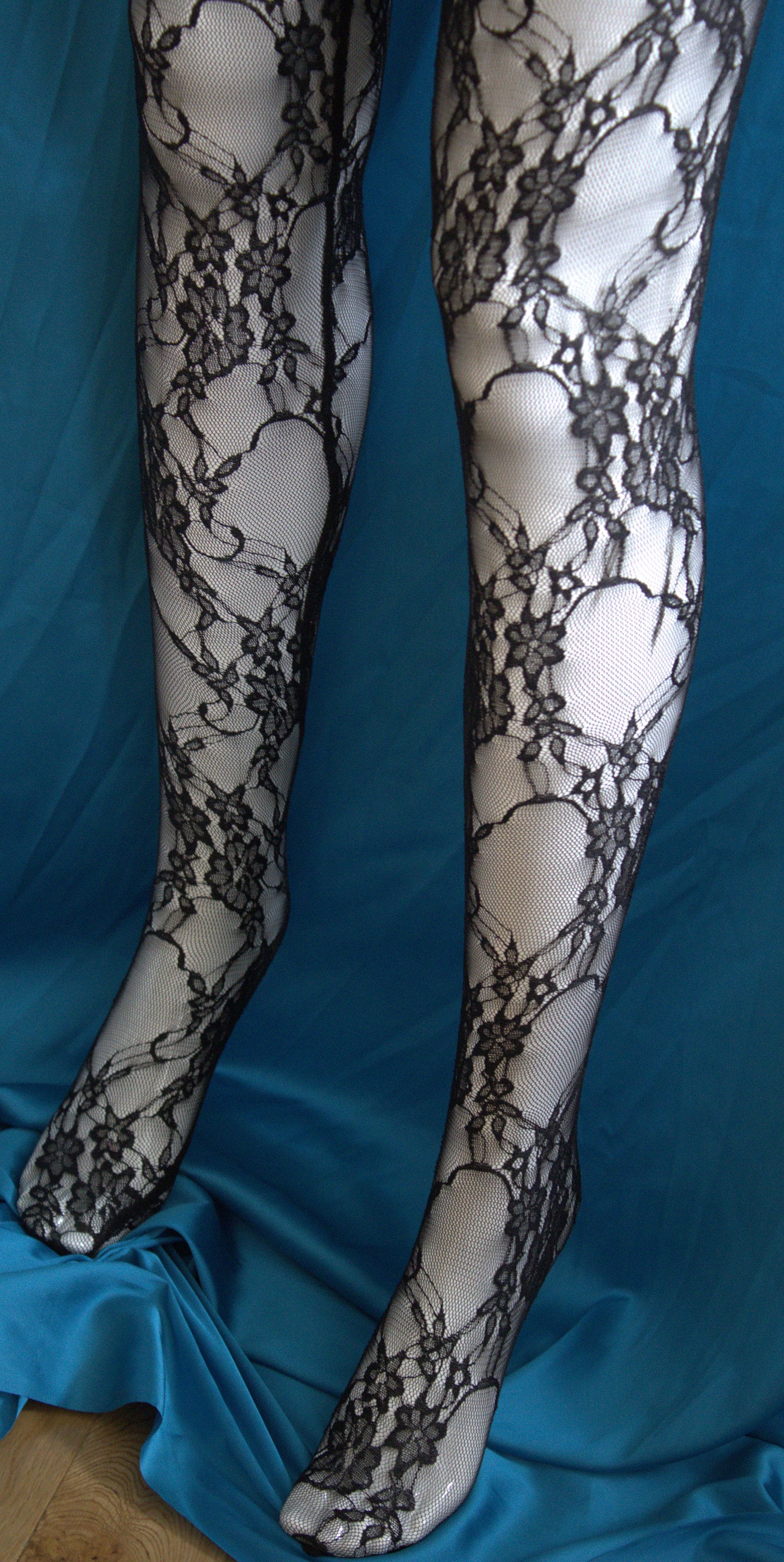 High Rise Black Lace Tights for Woman - Etsy
