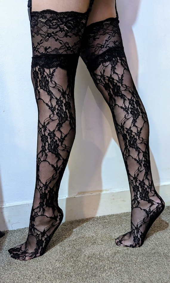 Black lace stockings store