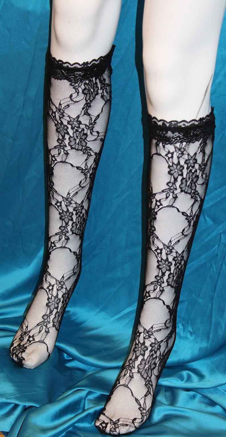 Black Lace Socks/knee Socks - Etsy