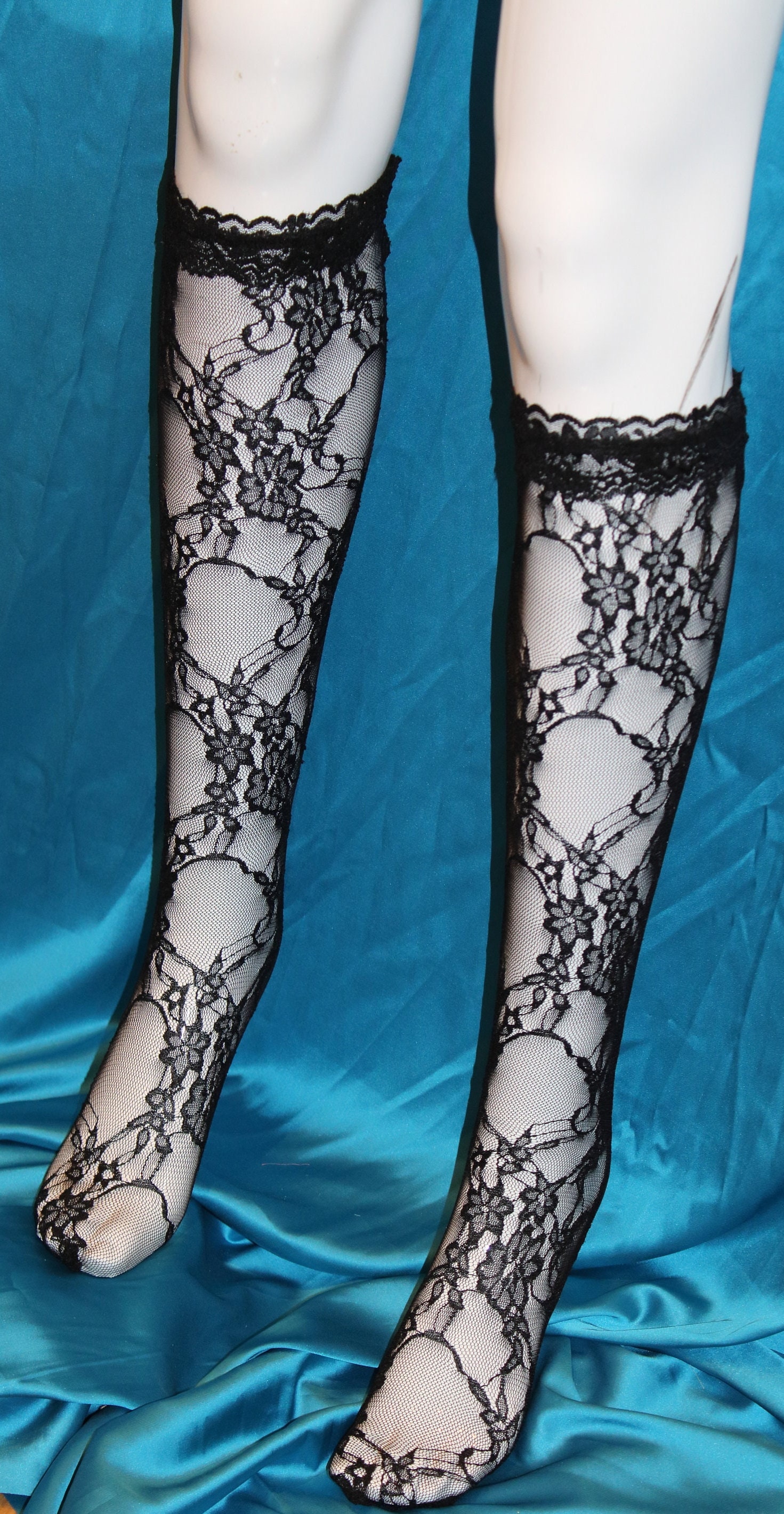 Black Lace Socks/knee Socks - Etsy