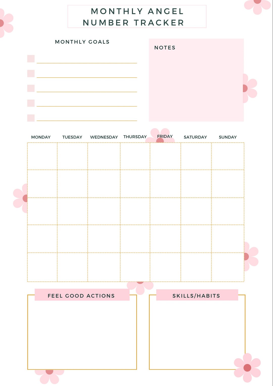 Angel Number Monthly Tracker - Etsy