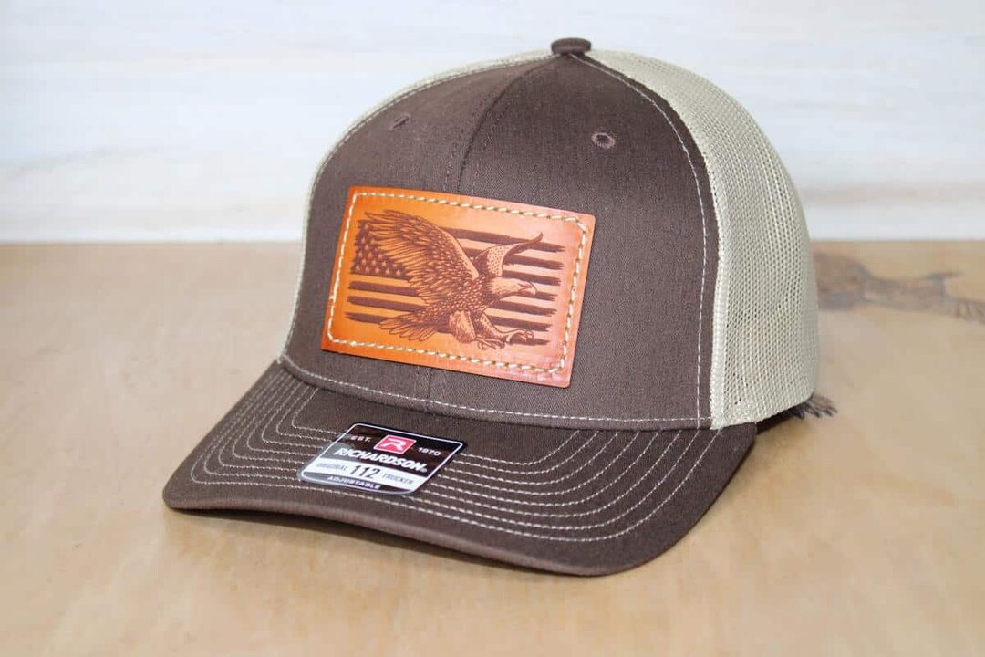 Custom Leather Patch Trucker Hat, Leather Engraved Hats, Custom Logo ...