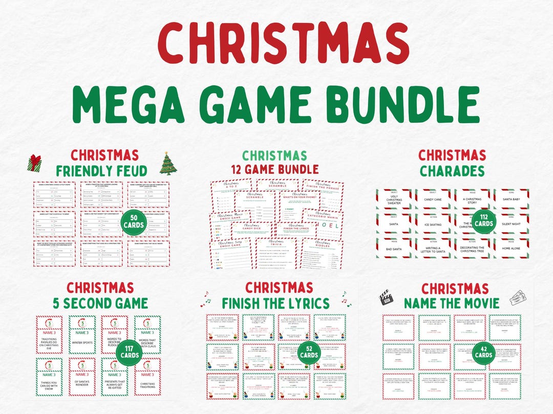 Printable Christmas Game Bundle, Christmas Party Games, Christmas ...