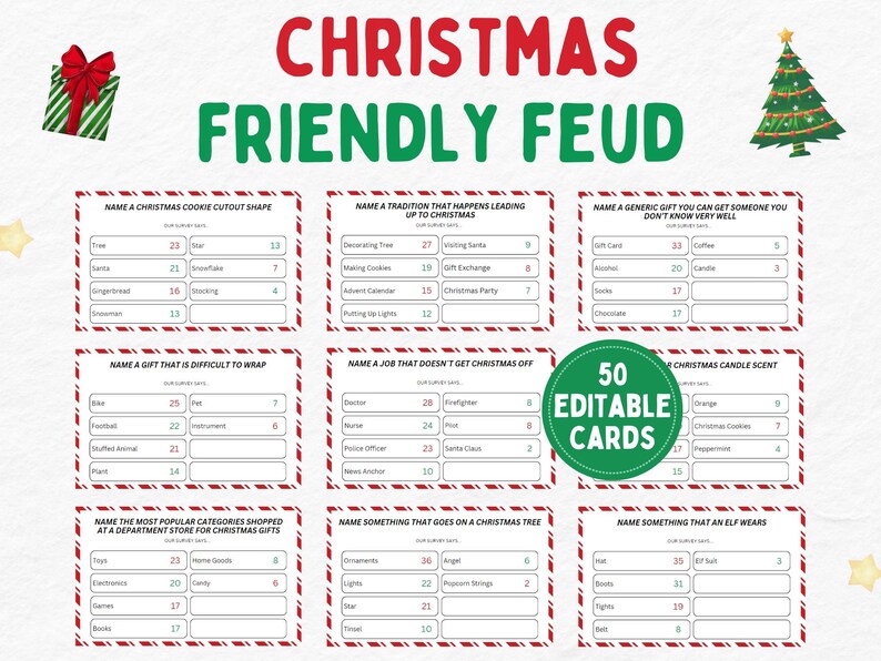 Printable Christmas Family Feud Game Bundle, Christmas Party Games ...