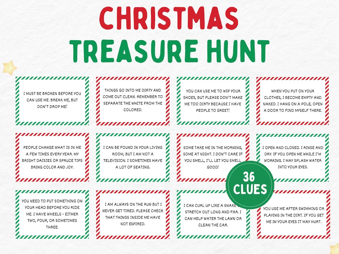 Christmas Scavenger Hunt for Kids, Printable Christmas Treasure Hunt ...