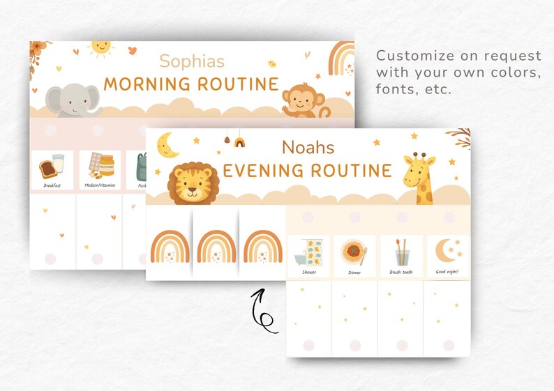 Printable Morning and Evening Routine Chart for Kids, Visual Schedule ...