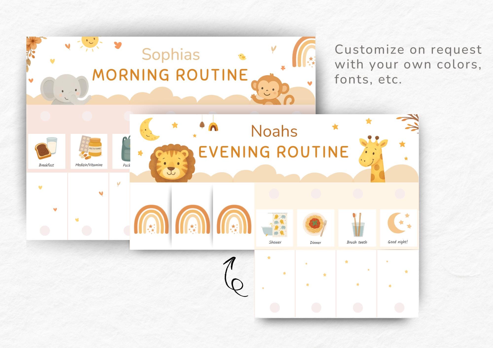 Printable Morning and Evening Routine Chart for Kids, Visual Schedule ...