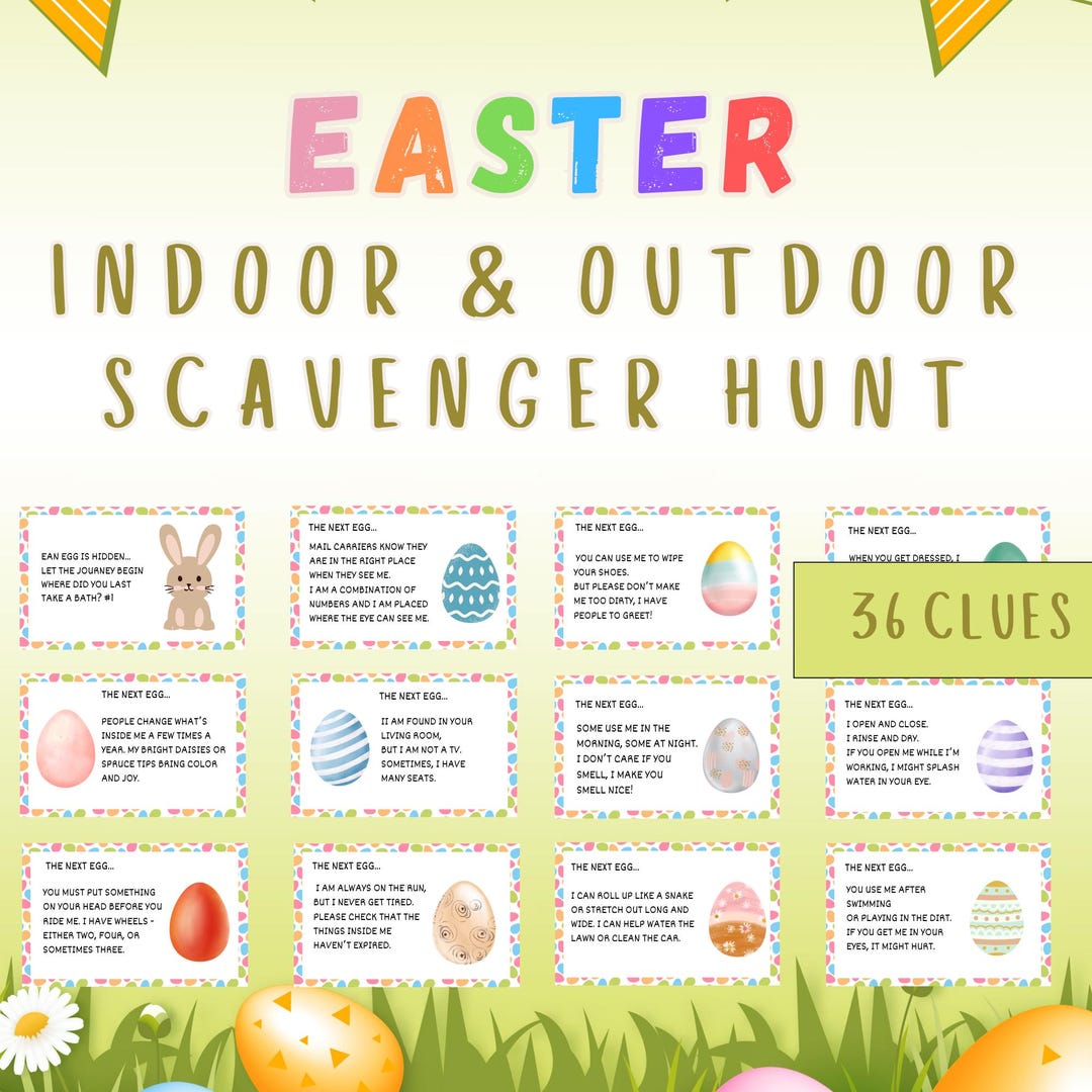 Easter Scavenger Hunt for Kids, Easter Printable Games for Kids, Easter ...