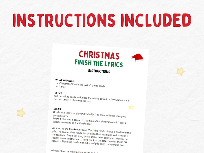 Christmas Carol Finish the Lyric Game, Family Christmas Party Games ...